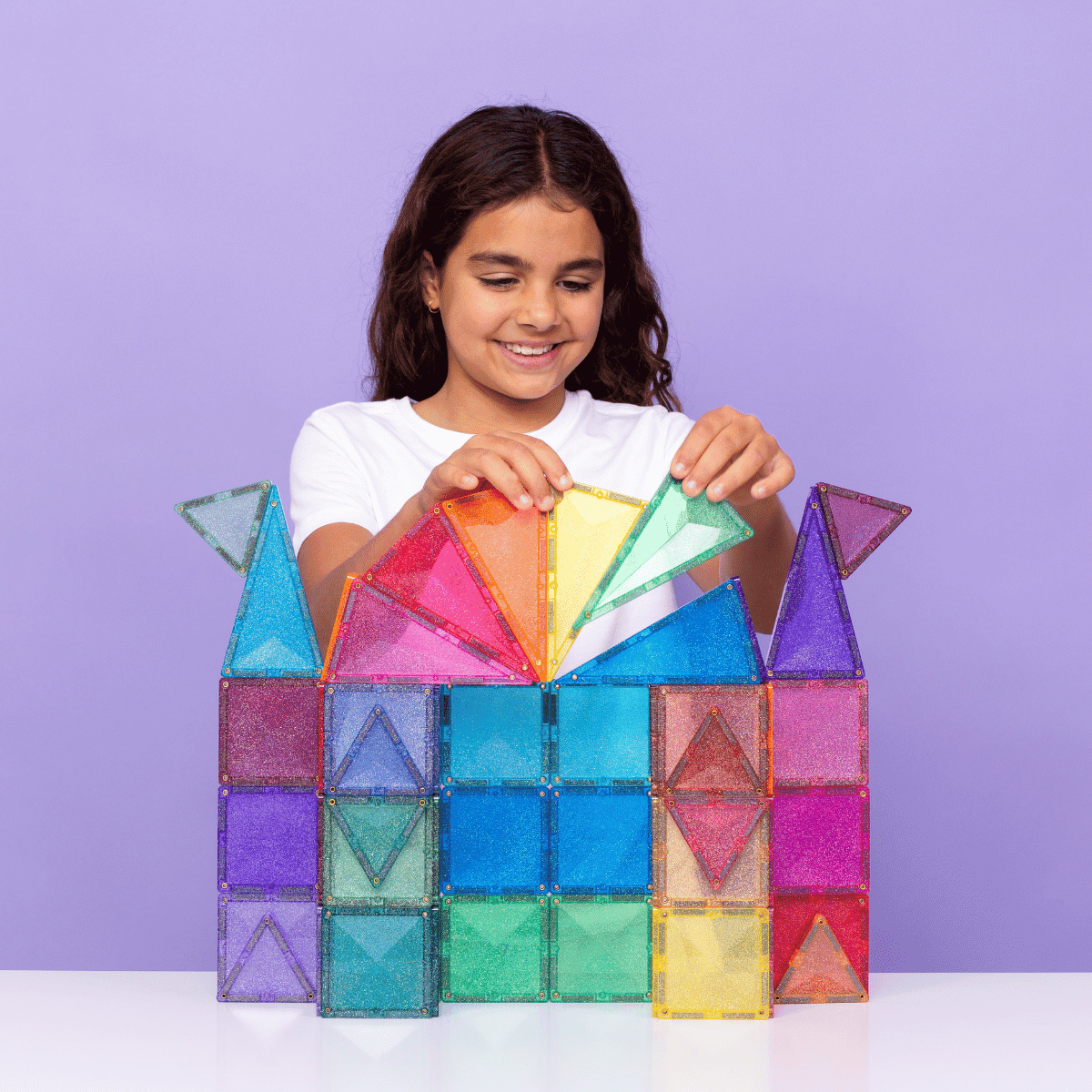 Connetix Magnetic Tiles Glitter Castle Pack 48 pc – Curiosity Corner at Scott Family Amazeum